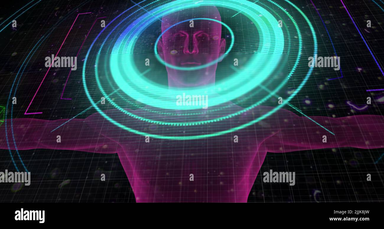 Image of scope scanning, markers and data processing over human body ...