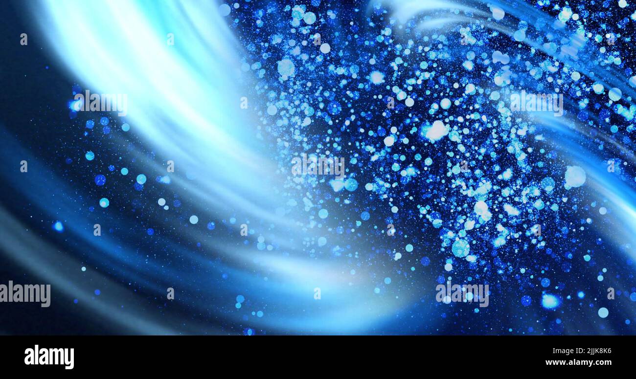 Image of blue lights over glowing blue and white particles floating on ...