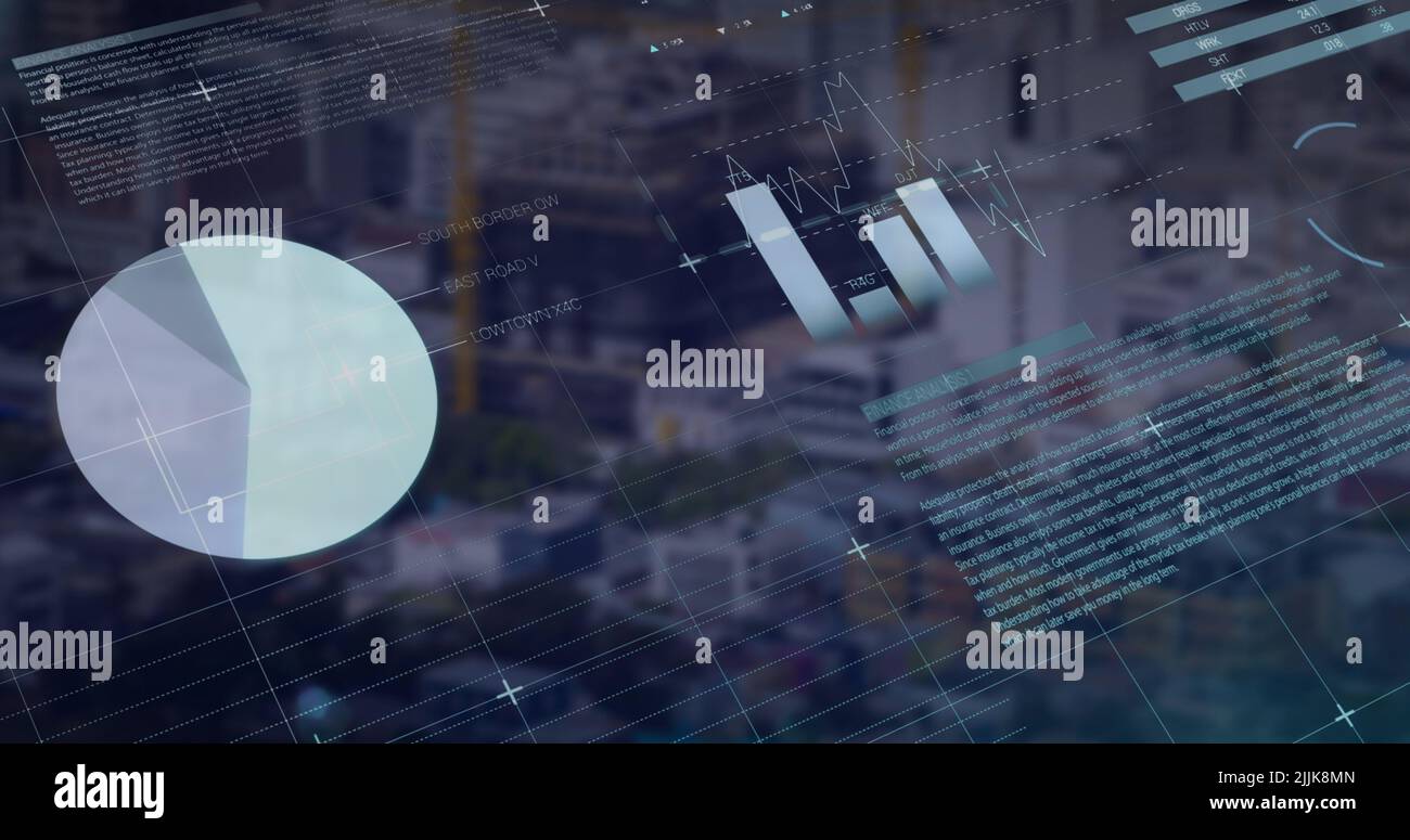 Image of data processing over cityscape Stock Photo - Alamy