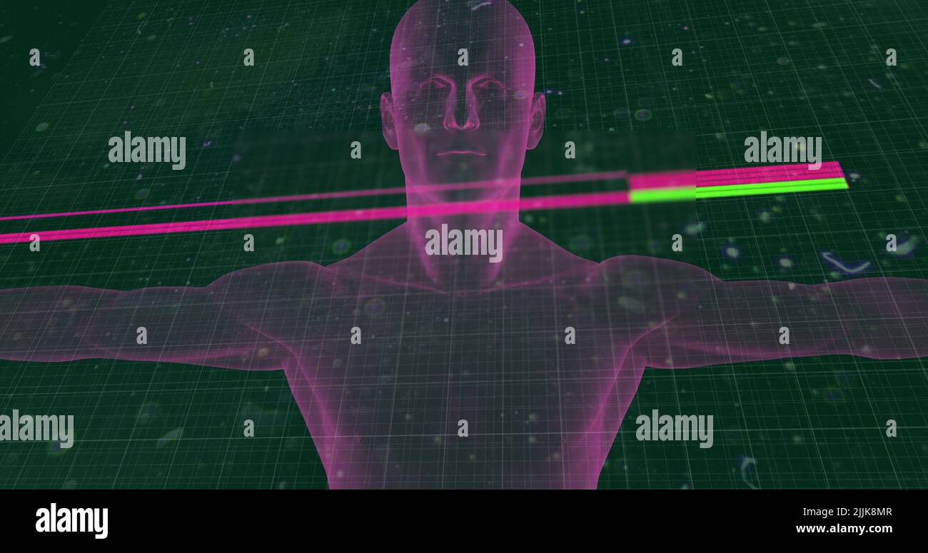 Image of scope scanning, markers and data processing over human body ...