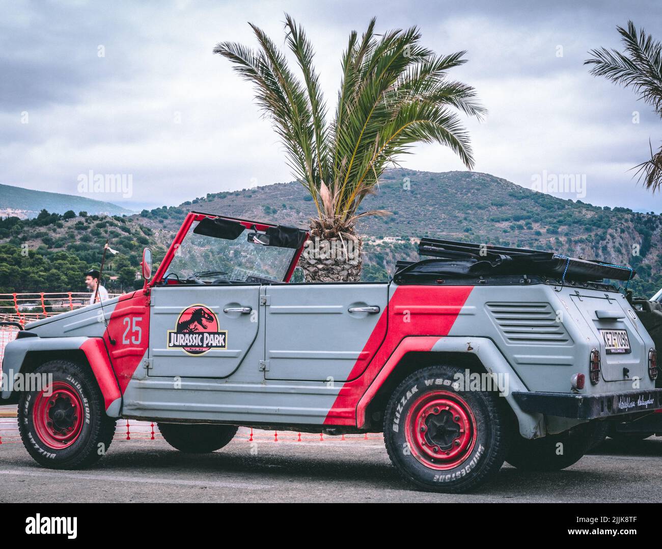 A Jurassic Park car on the island of Kefalonia (Cephalonia) in Greece ...