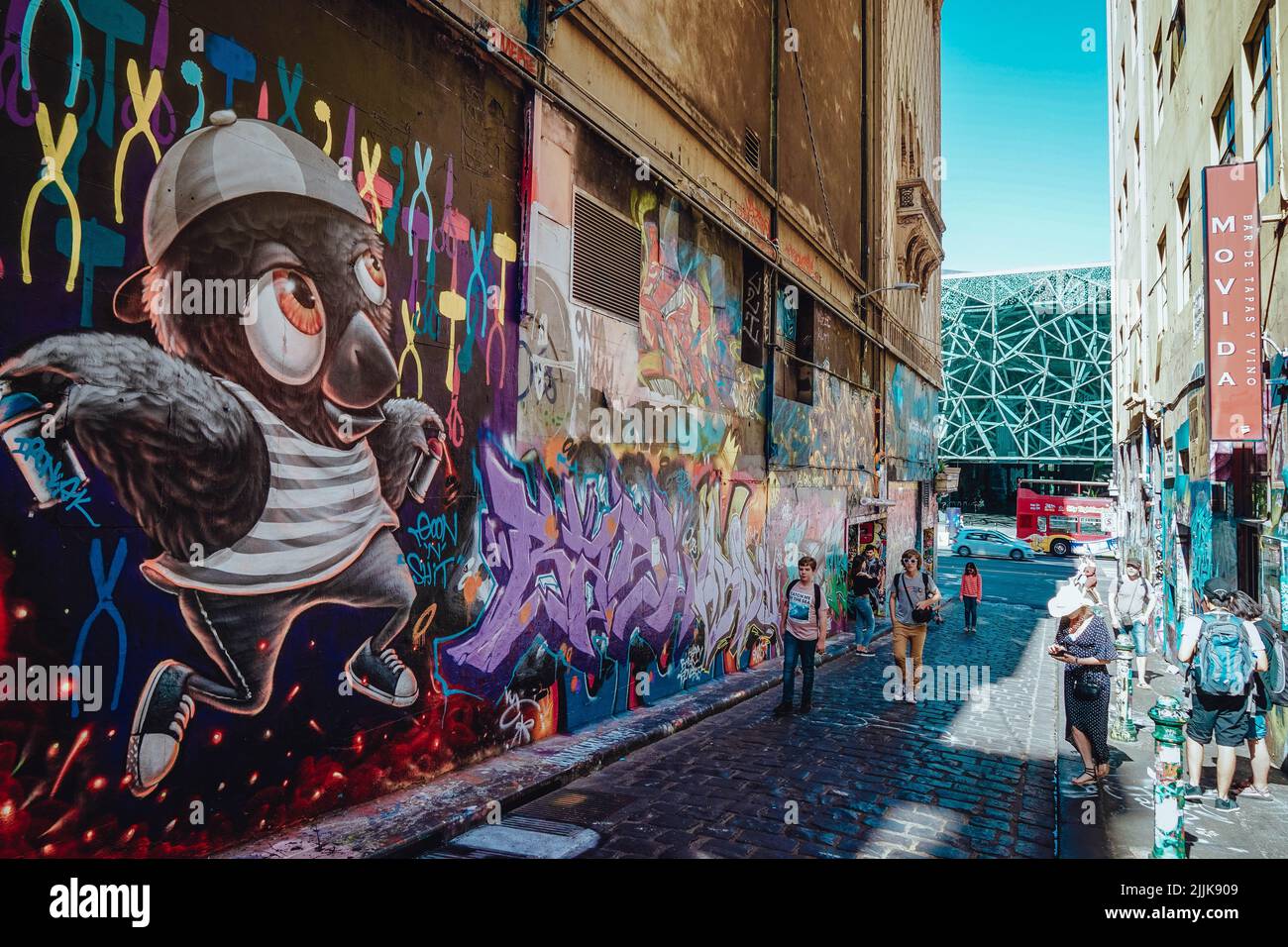 The streetscape of Melbourne's world-renowned street art scene Stock ...