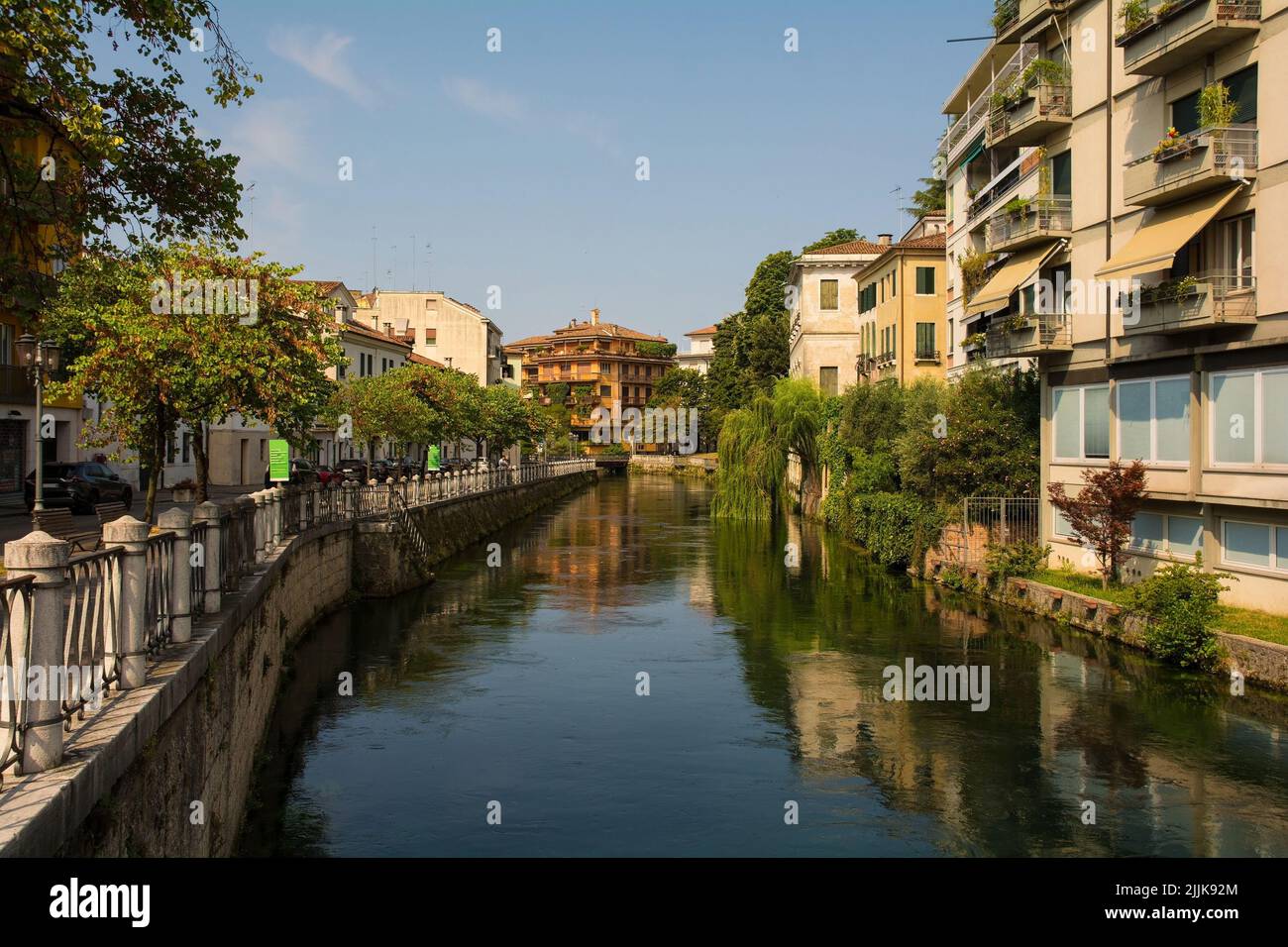 The Sile River as it flows through the historic centre of Treviso in ...