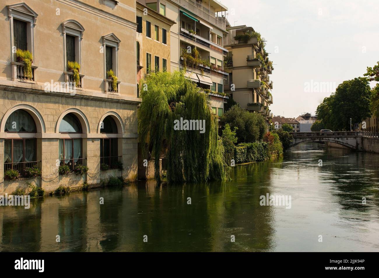 The Sile River as it flows through the historic centre of Treviso in ...
