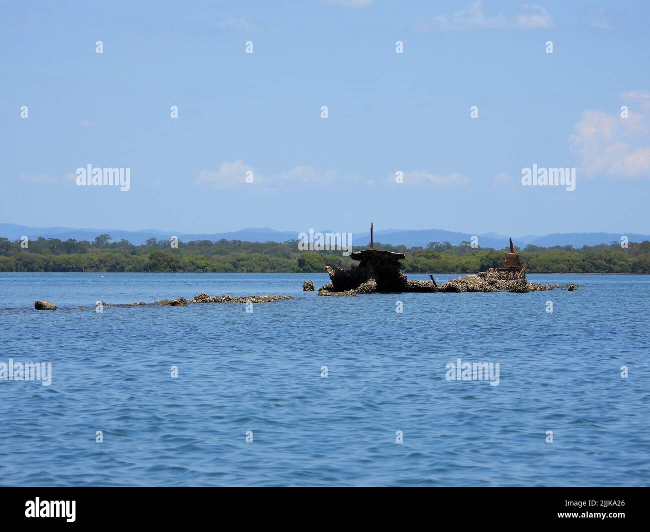 A view of the SS Avon Shipwreck in the distance, Pumicestone Passage ...