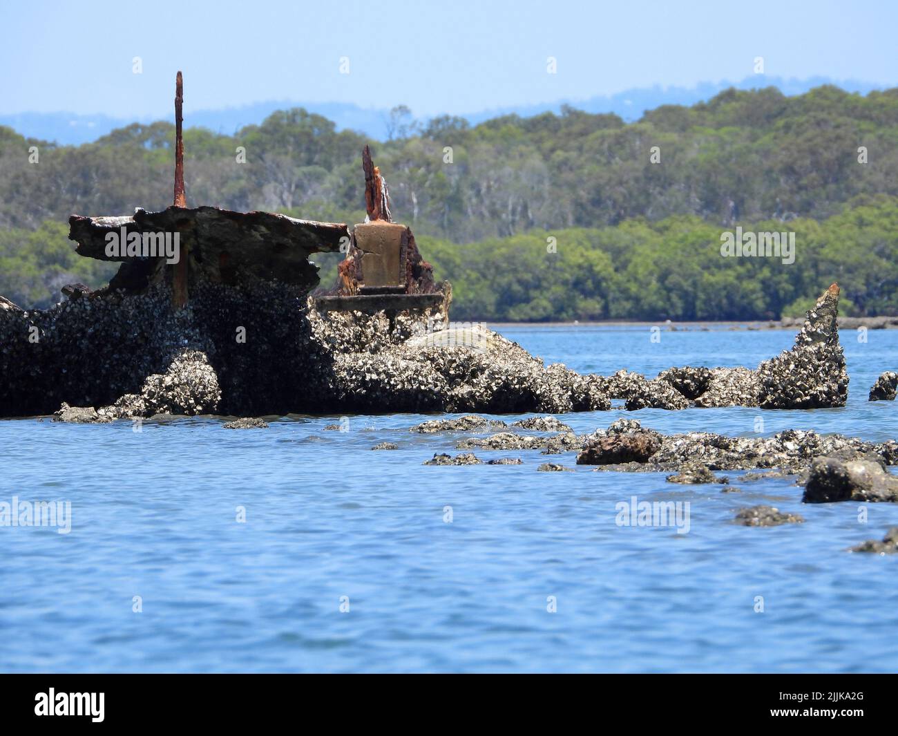 A view of SS Avon Shipwreck in Pumicestone Passage, Bribie Island ...
