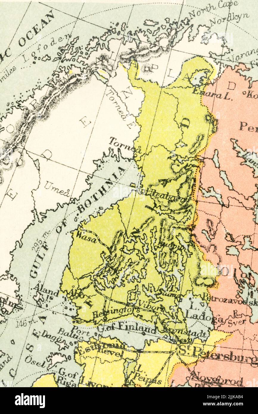 c.1895 pre-Soviet Russia atlas map of Finland boundaries / borders and ...