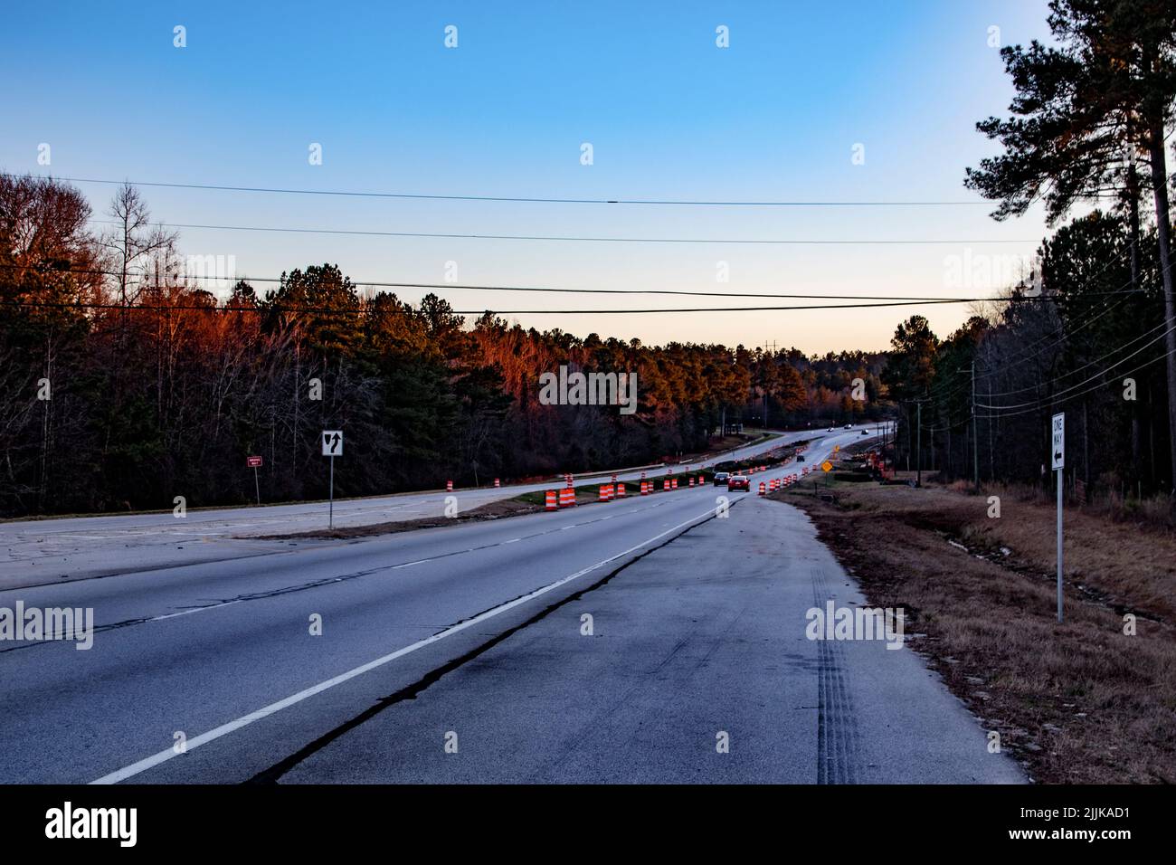Augusta, Ga USA - 01 31 21: Traffic on a rural highway with ...