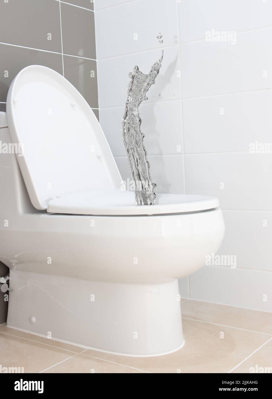 A stream of water springs from a toilet bowl Stock Photo - Alamy