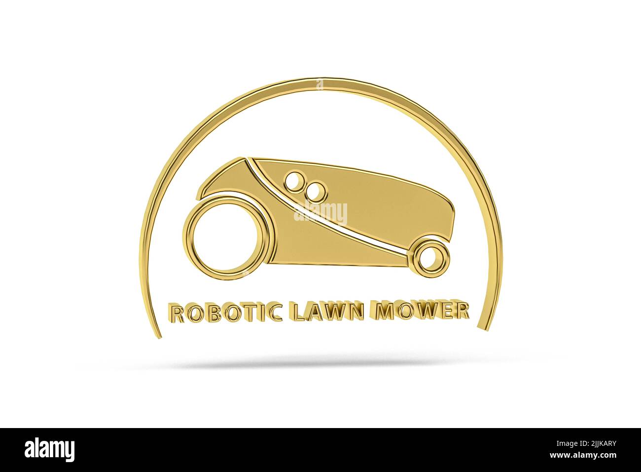 Golden 3d lawn mower robot icon isolated on white background - 3d ...