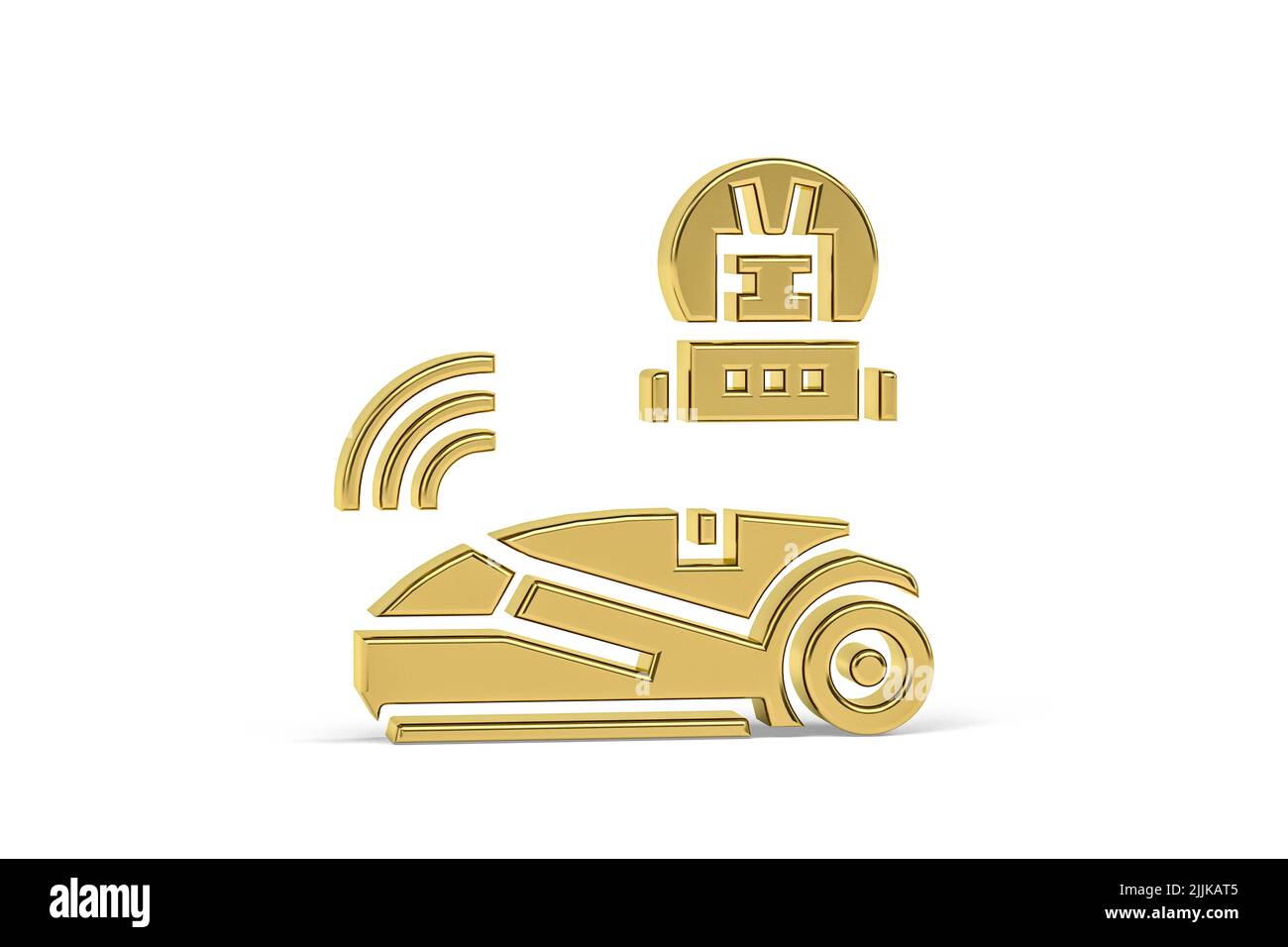 Golden 3d lawn mower robot icon isolated on white background - 3d ...