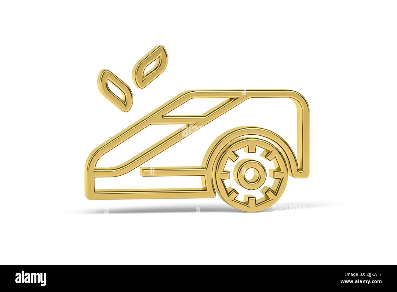 Golden 3d lawn mower robot icon isolated on white background - 3d ...