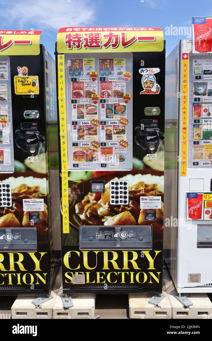 Natori City, Miyagi Prefecture Japan, July 2022.A rare curry vending ...