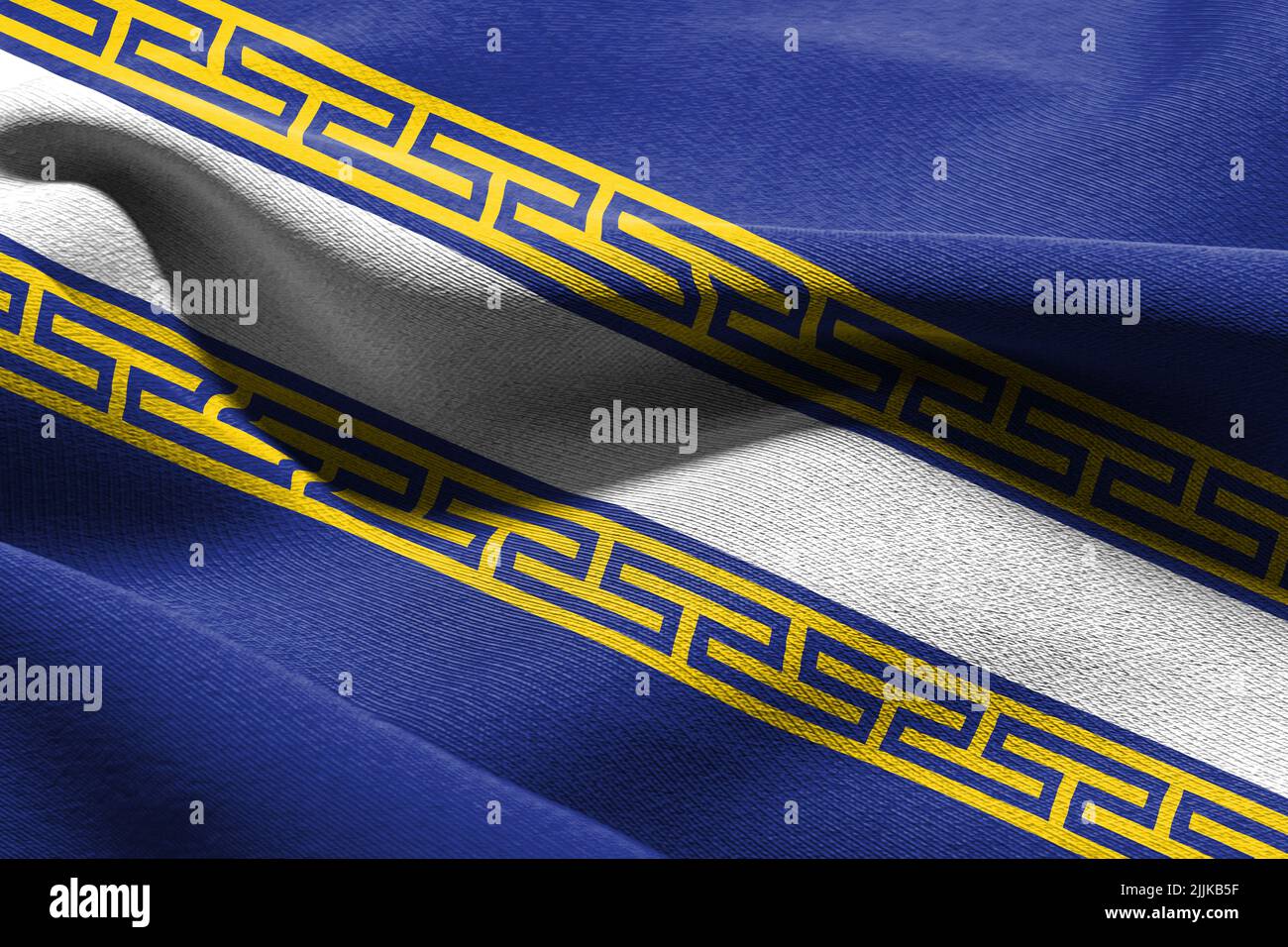 3D illustration flag of Champagne-Ardenne is a region of France. Waving ...