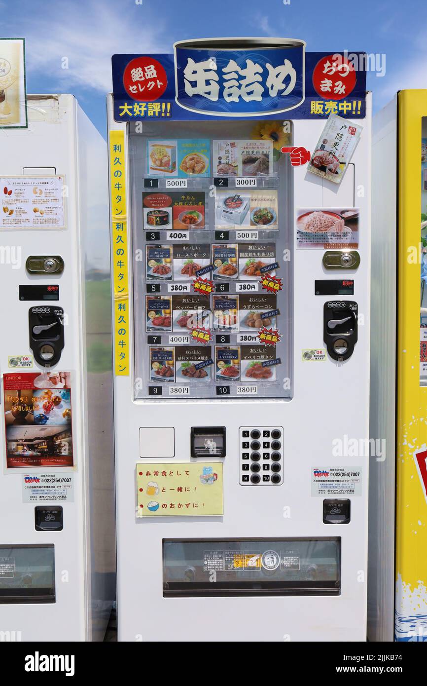 Natori City, Miyagi Prefecture Japan, July 2022.A vending machine for ...
