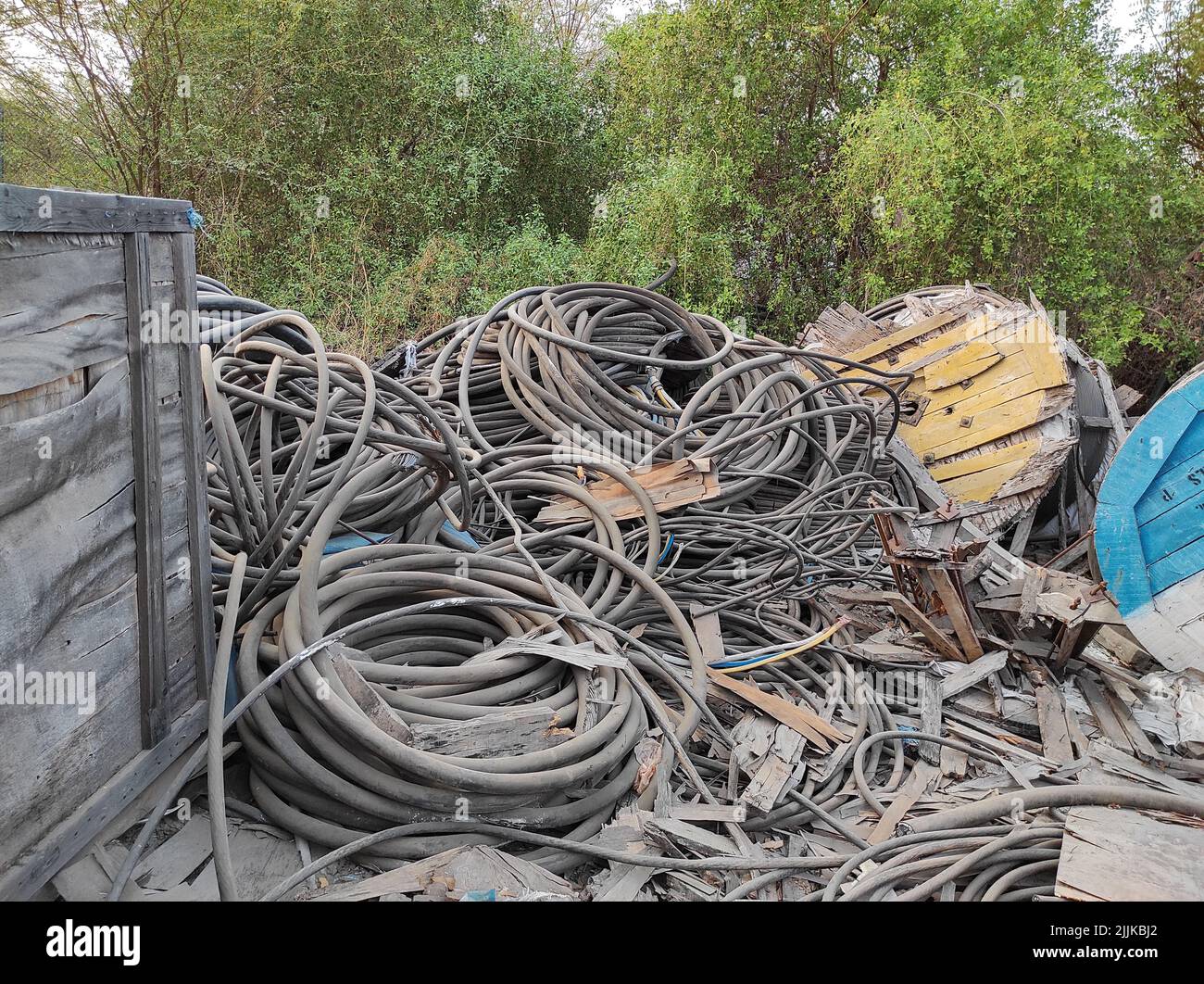 ALow Angle Short Of Scrap Electric Wire Rope Photos Stock Photo - Alamy