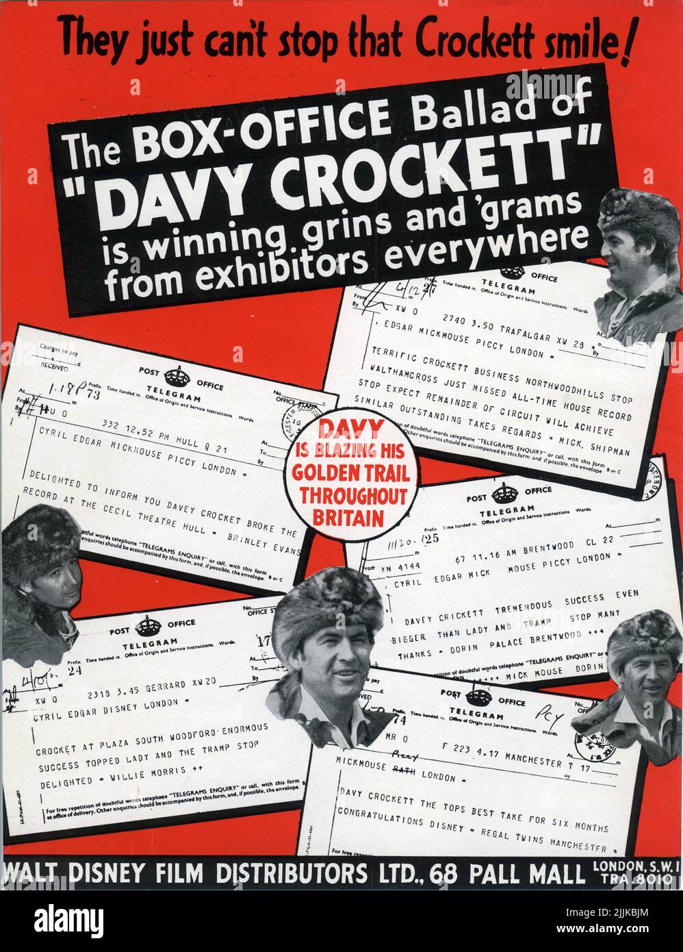 British Trade Ad for FESS PARKER in DAVY CROCKETT : KING OF THE WILD ...
