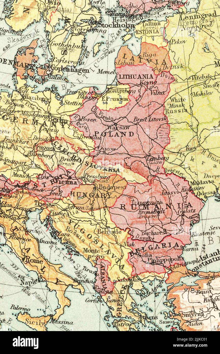 1930 atlas map of the Baltic states - Estonia, Latvia (Livonia ...