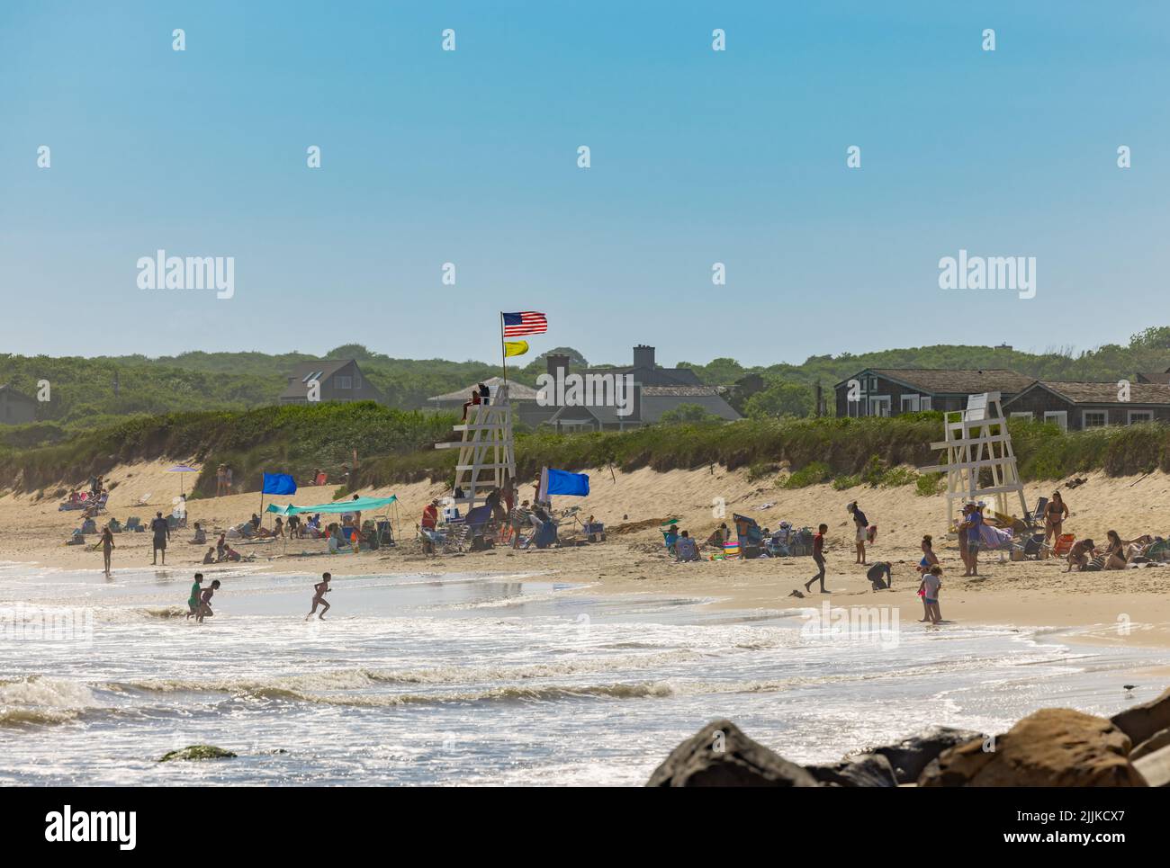 People enjoying the beach and ocean at Ditch Plains Stock Photo - Alamy