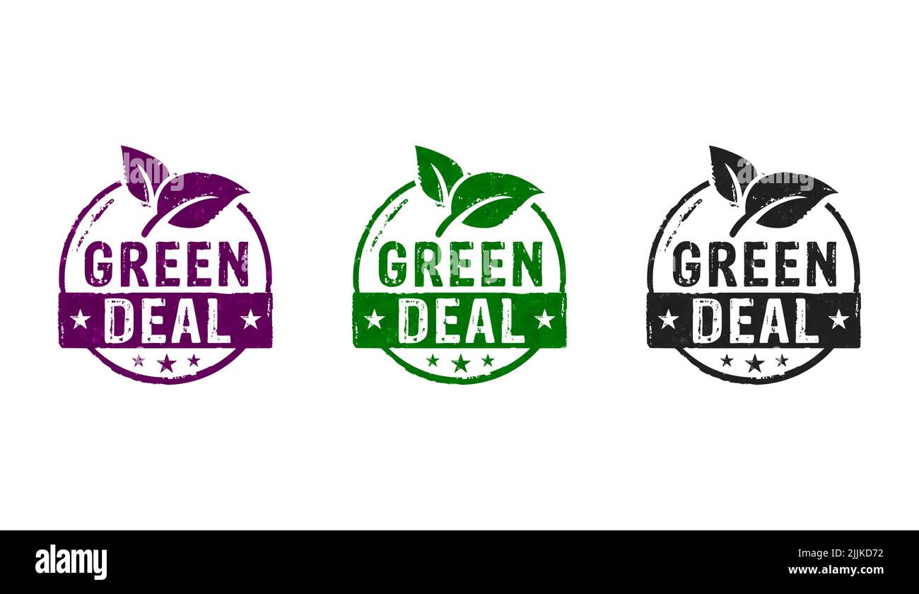 Green Deal stamp icons in few color versions. European Fit for 55 and ...