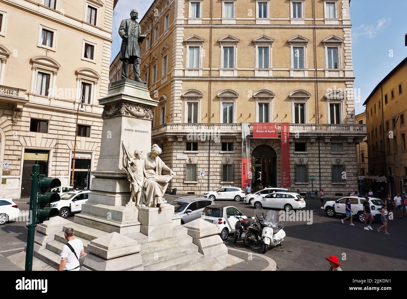 The statue of Marco Minghetti in the street in Rome, Italy Stock Photo ...