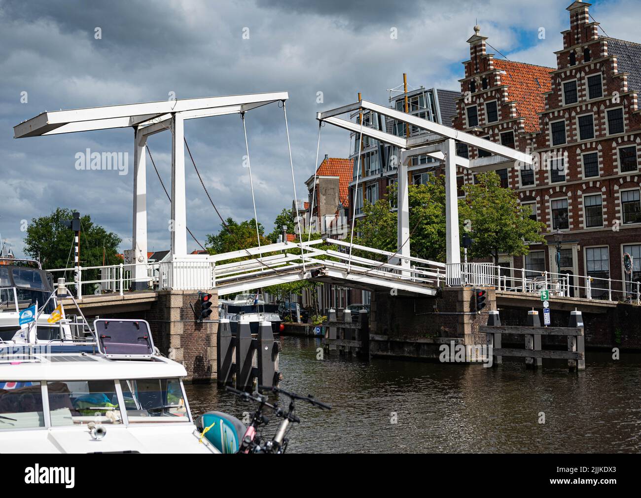 The Gravesteenbrug is a pedestrian bridge over the river Spaarne in the ...