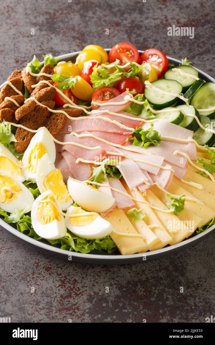 Beautiful and delectable Chef Salad with eggs. ham, cheese, fresh ...