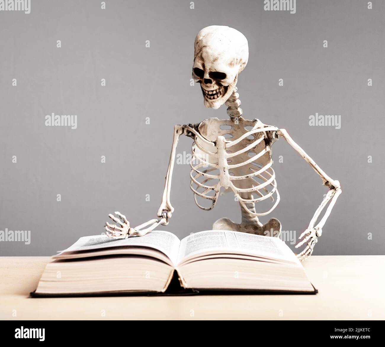 Skeleton Sitting Behind Desk