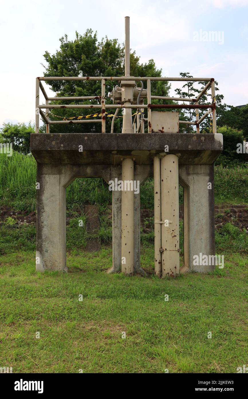 Sendai City, Miyagi Prefecture Japan, July 2022. A floodgate along the ...