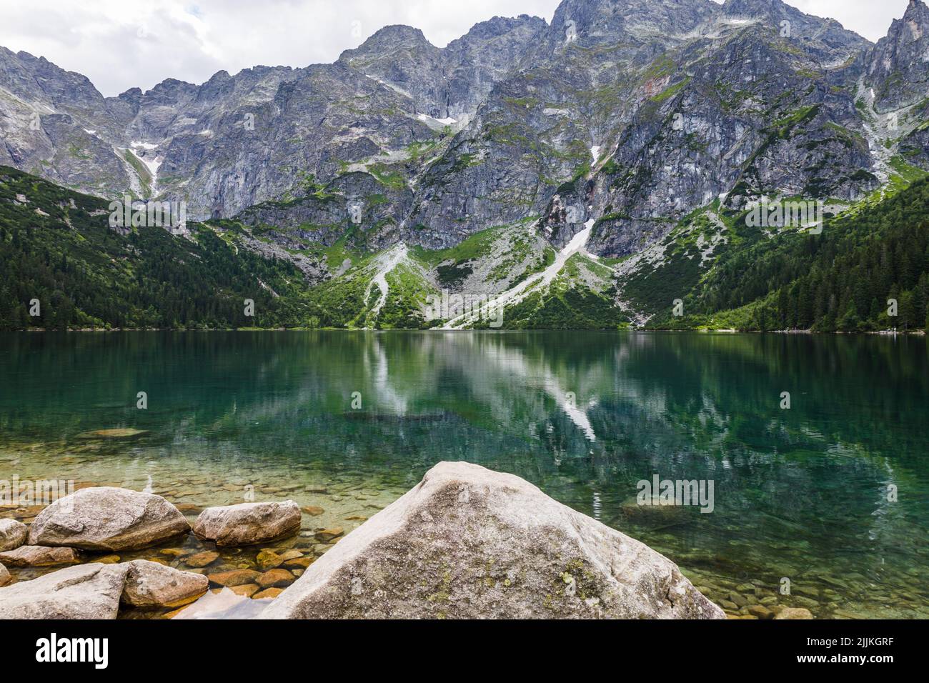 Lake of Morskie Oko or Eye of the Sea, in the High Tatras mountain ...