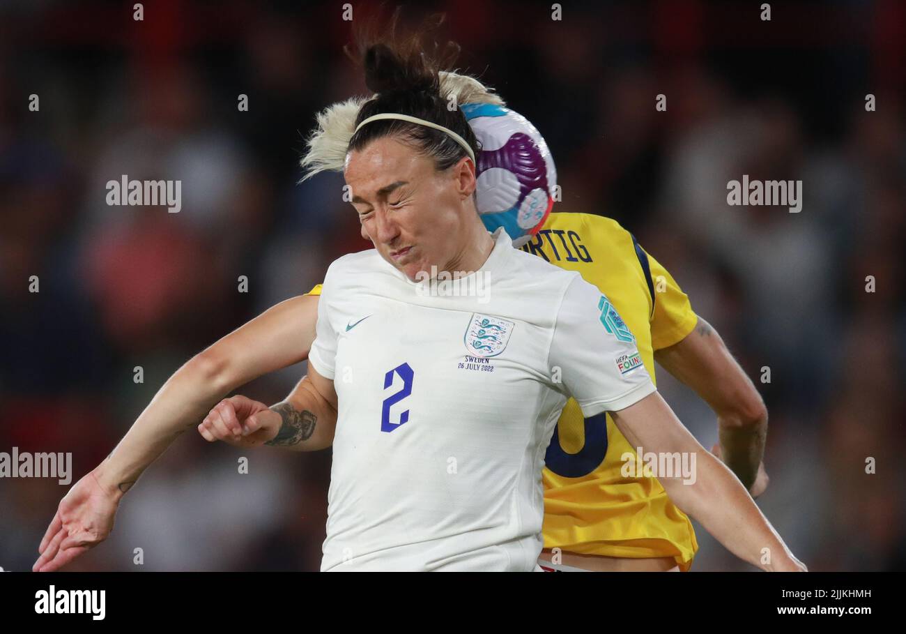 Sheffield, England, 26th July 2022. Lucy Bronze of England challenges ...