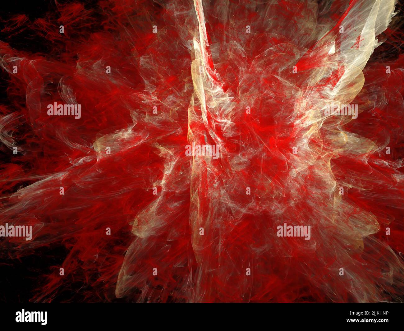 The 3D illustration of fractal that looks like horror blood splash or ...