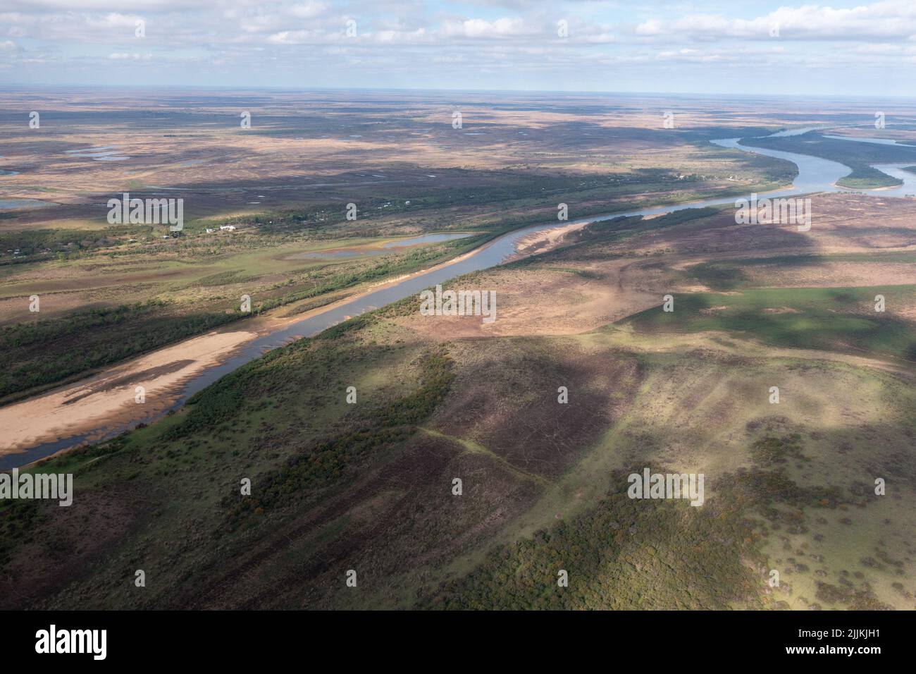 General aerial shot made with a drone of an open field Stock Photo - Alamy