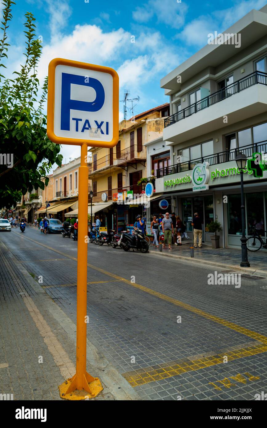 The taxi spot in Rethymno, Crete island in Greece Stock Photo - Alamy