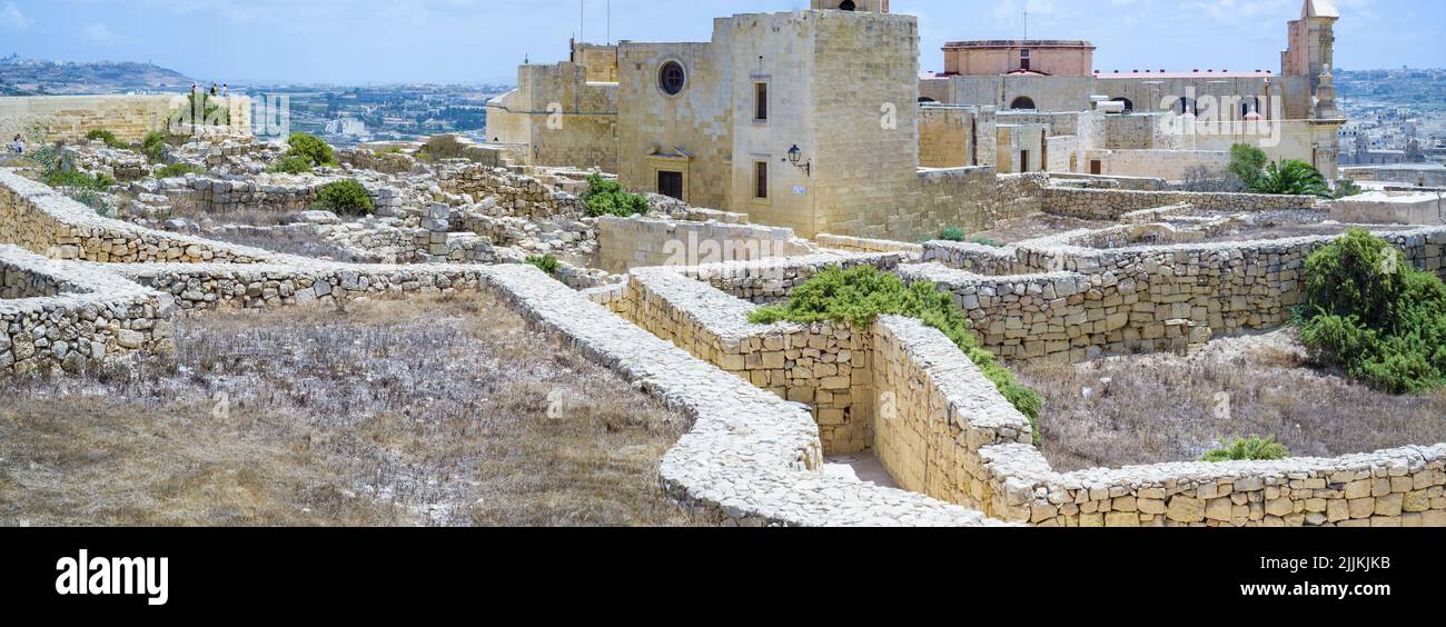 The historic Citadelle De Victoria Moat in Gozo, Malta Stock Photo - Alamy
