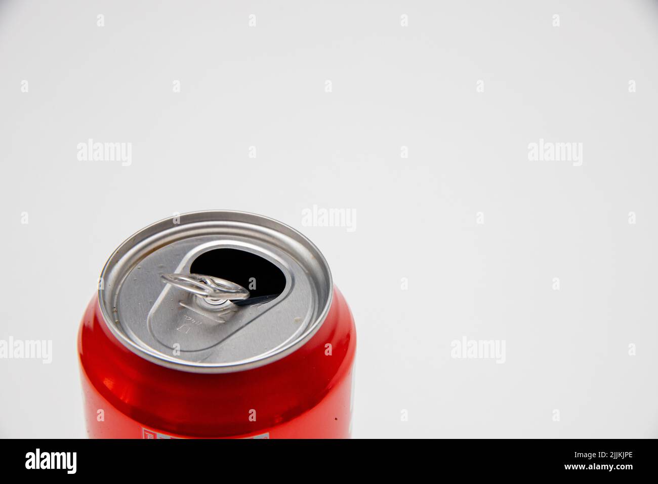 A closeup of a red drink can isolated on white background Stock Photo ...