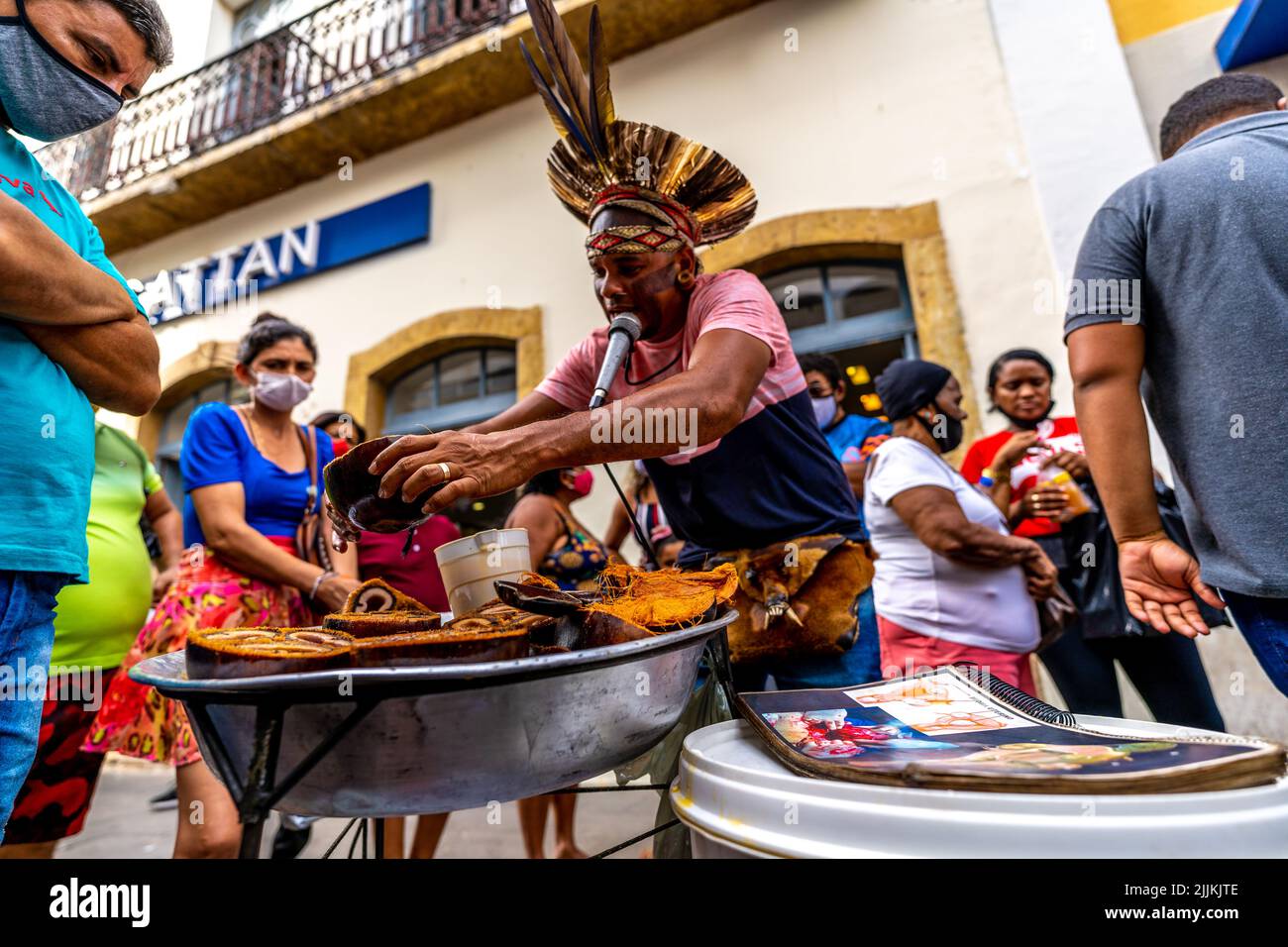 A shot of people making street food at the local supermarket in North ...