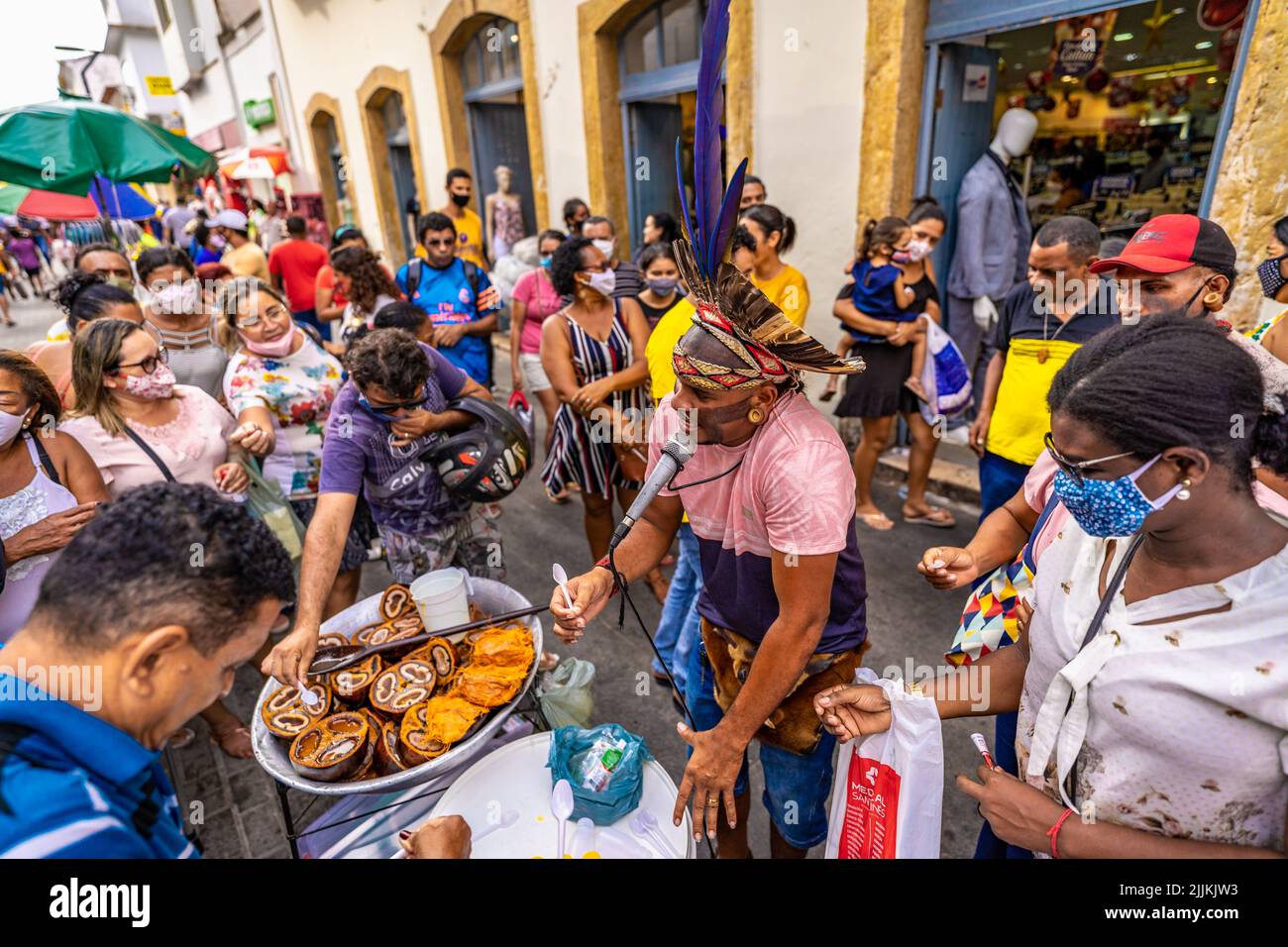 A shot of people making street food at the local supermarket in North ...