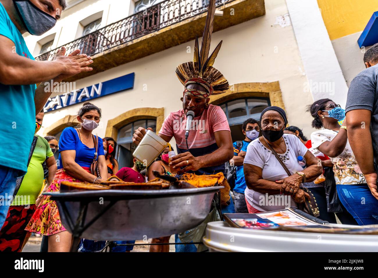 A shot of people making street food at the local supermarket in North ...