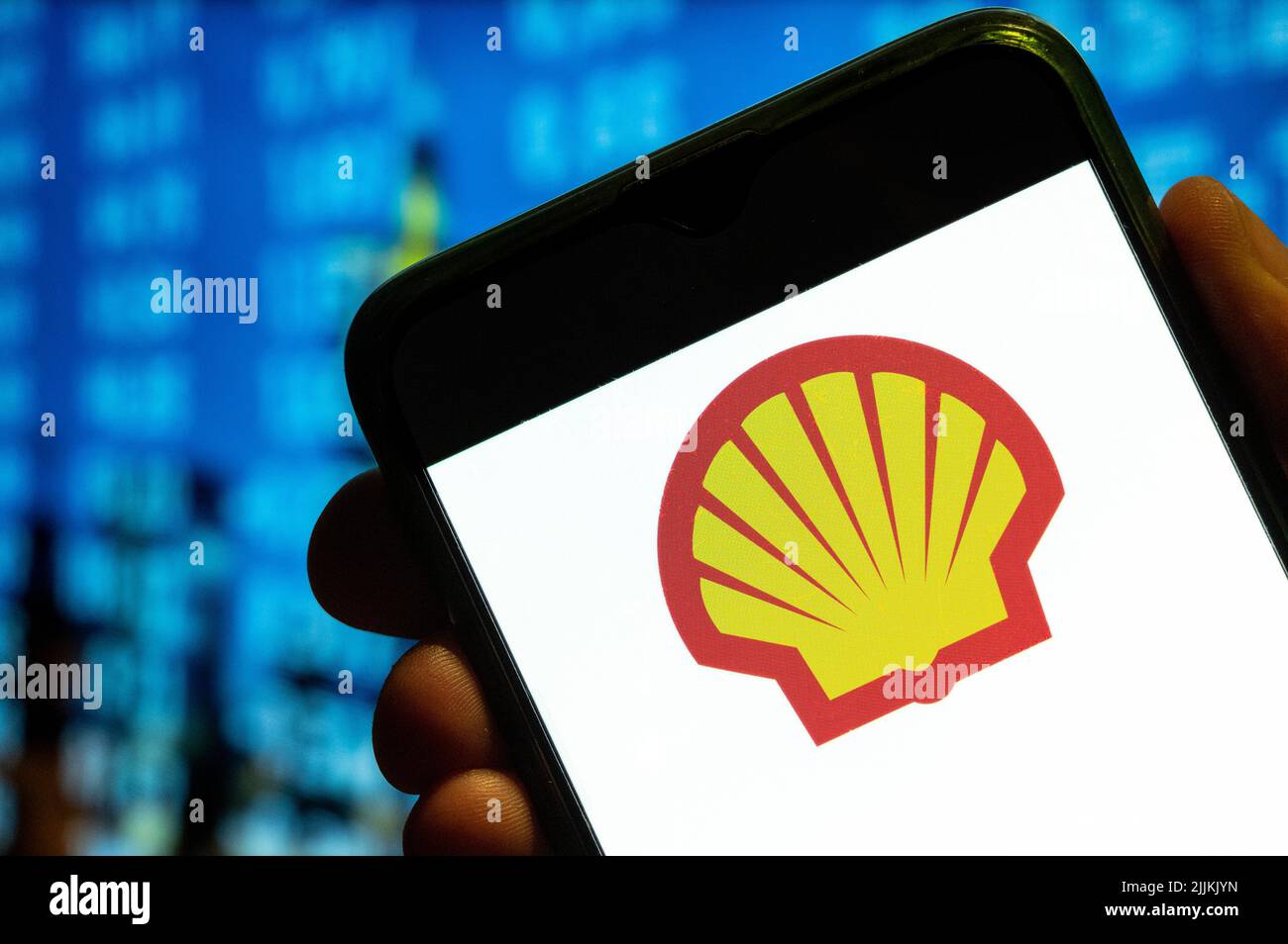 In this photo illustration, the Anglo-Dutch global group of energy and ...