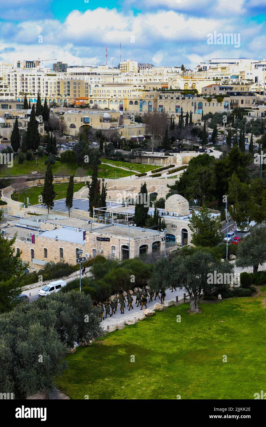 A vertical shot of the historical buildings in the Jerusalem, Israel ...