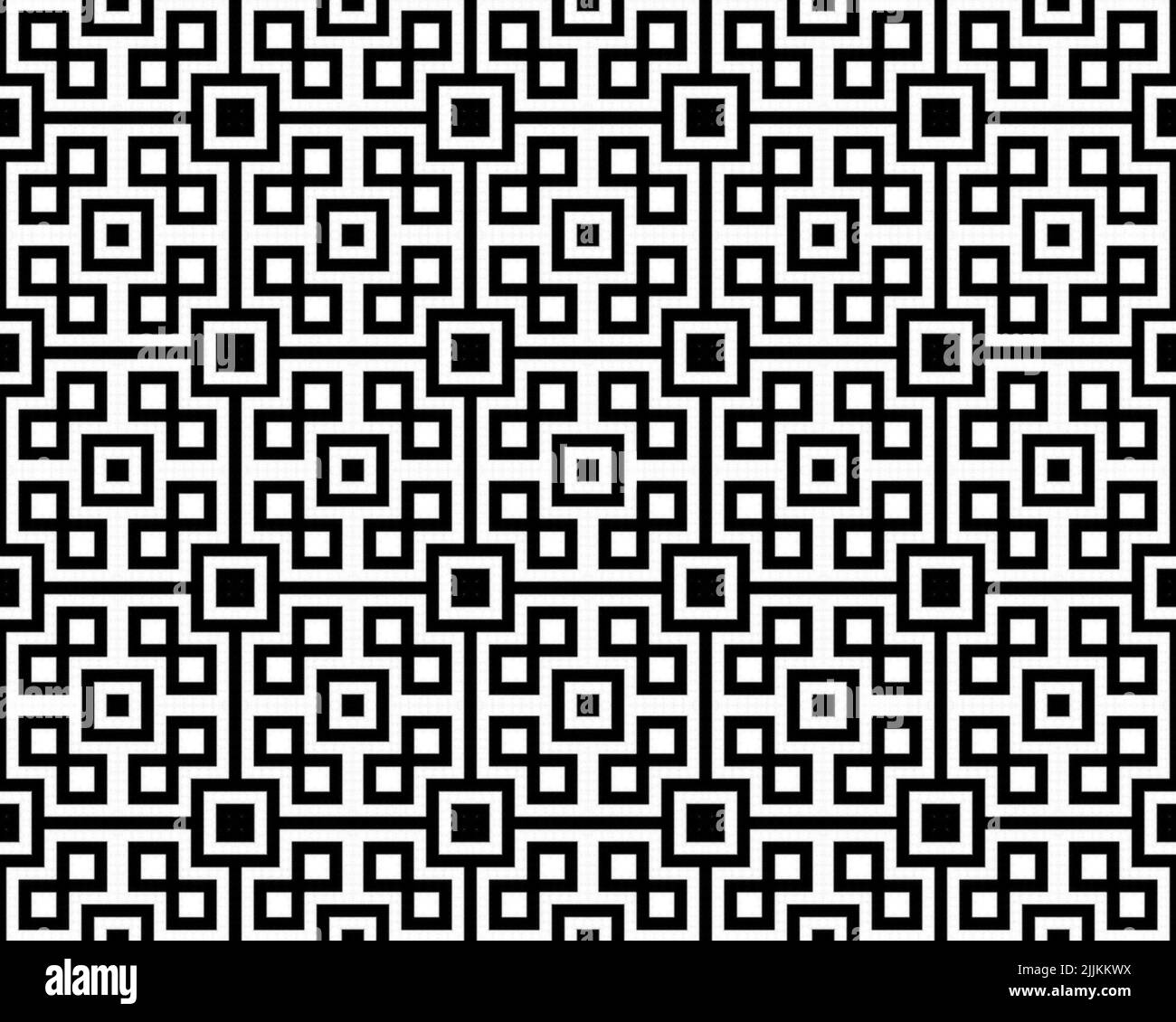 An abstract illustration of seamless black and white tile patterns ...