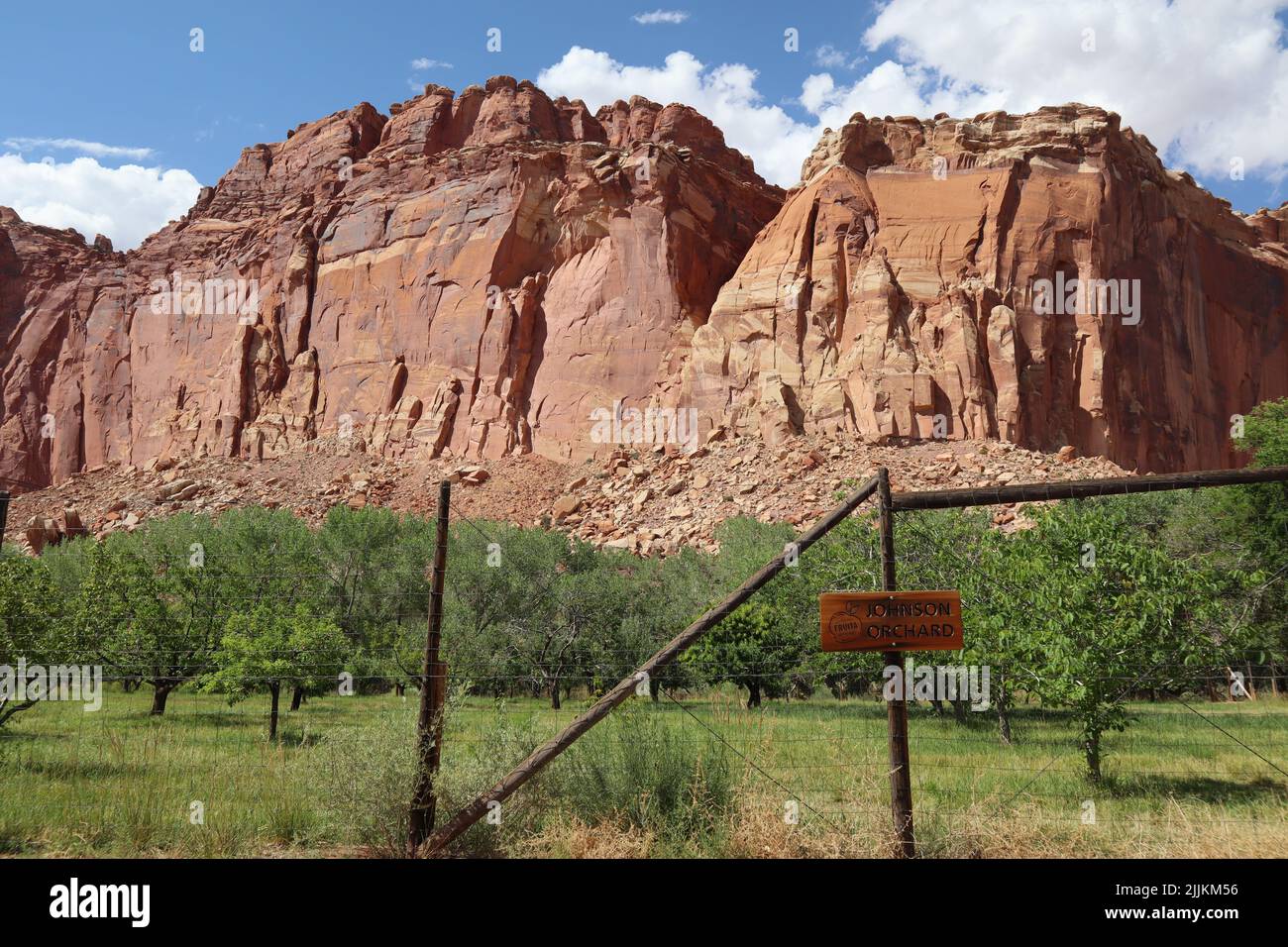 A scenic red rock landscape in Capitol Reef National Park in Utah, the ...