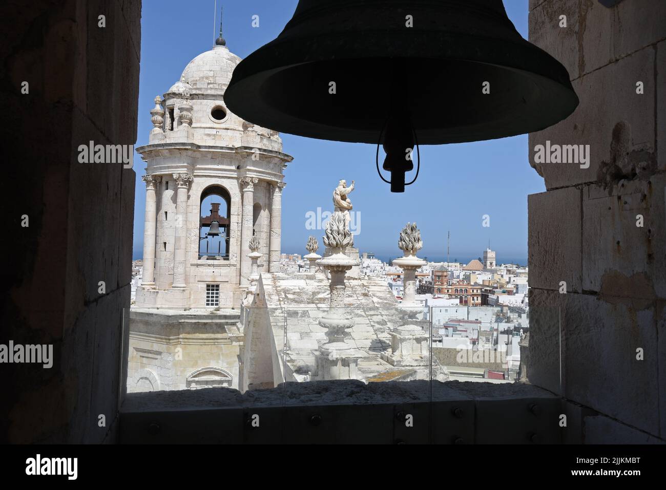 Tower of the Cathedral of Cadiz through the window of another bell ...
