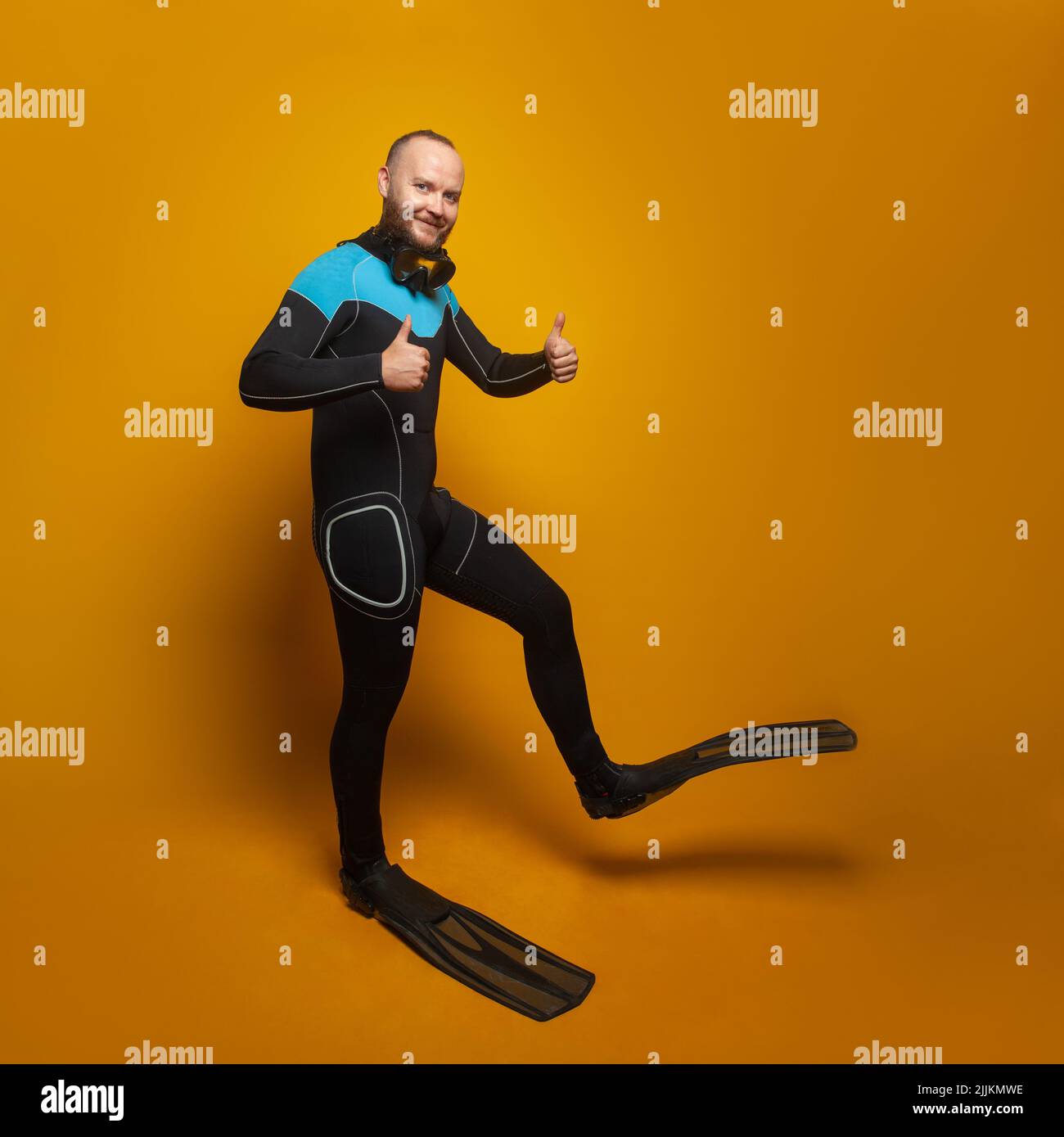 Summer vacation, travel and sea rest concept. Happy man wearing scuba ...