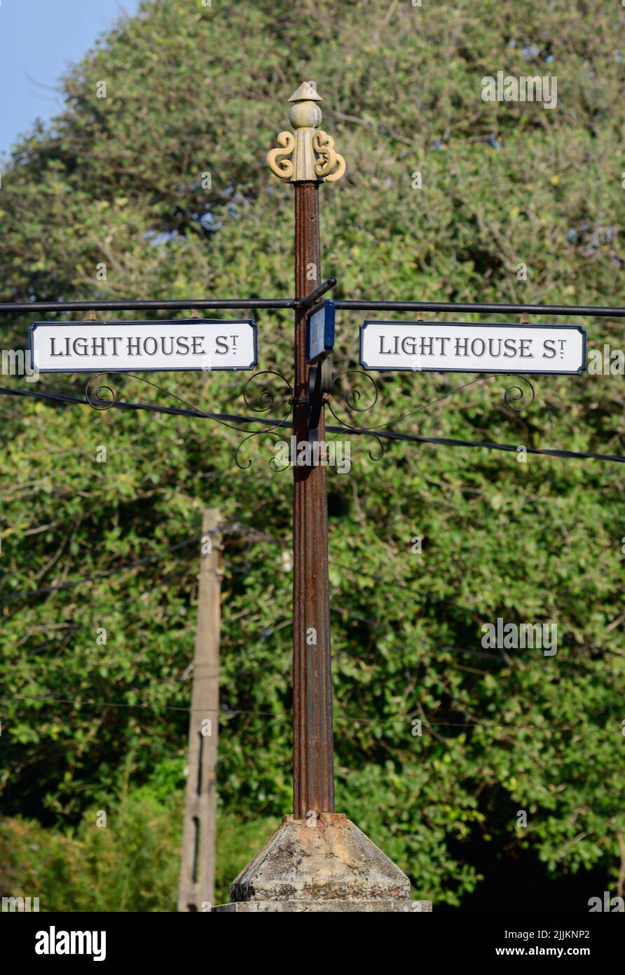 City street metal guide post in the middle of a junction Stock Photo ...