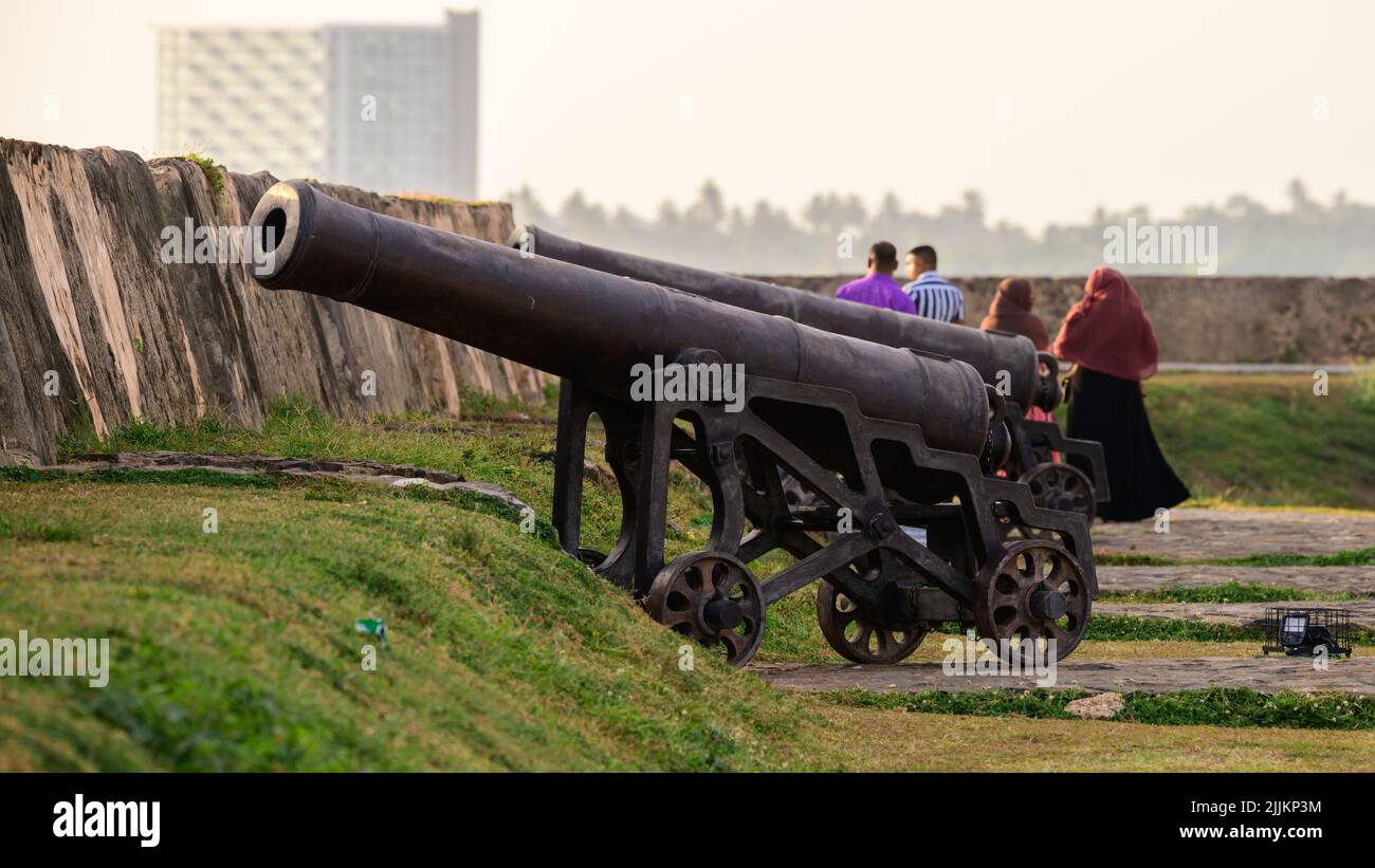 Iron cannons guarding the fort of Galle since colonial times are on ...
