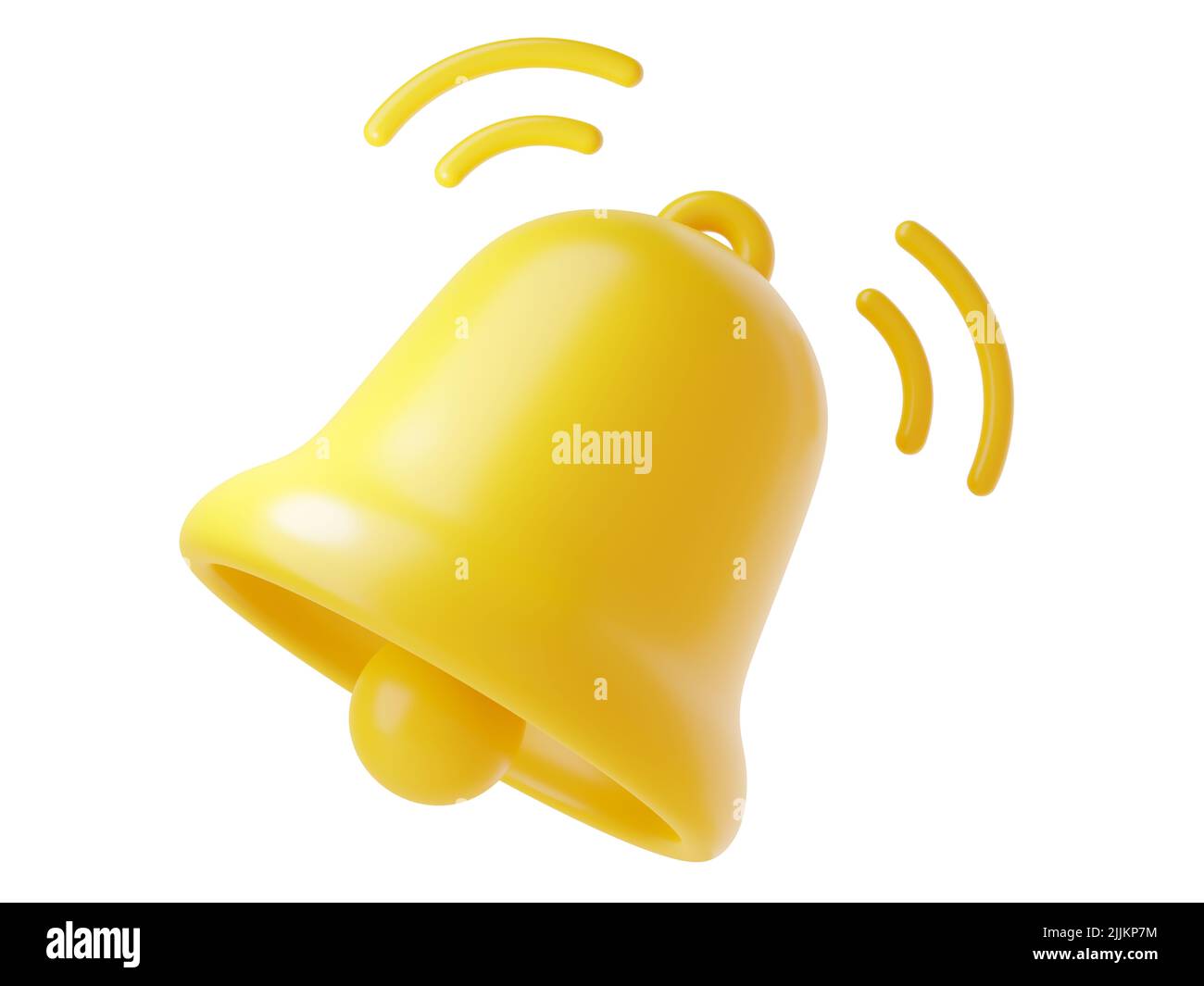 Notification bell icon 3d render - cute cartoon illustration of simple ...
