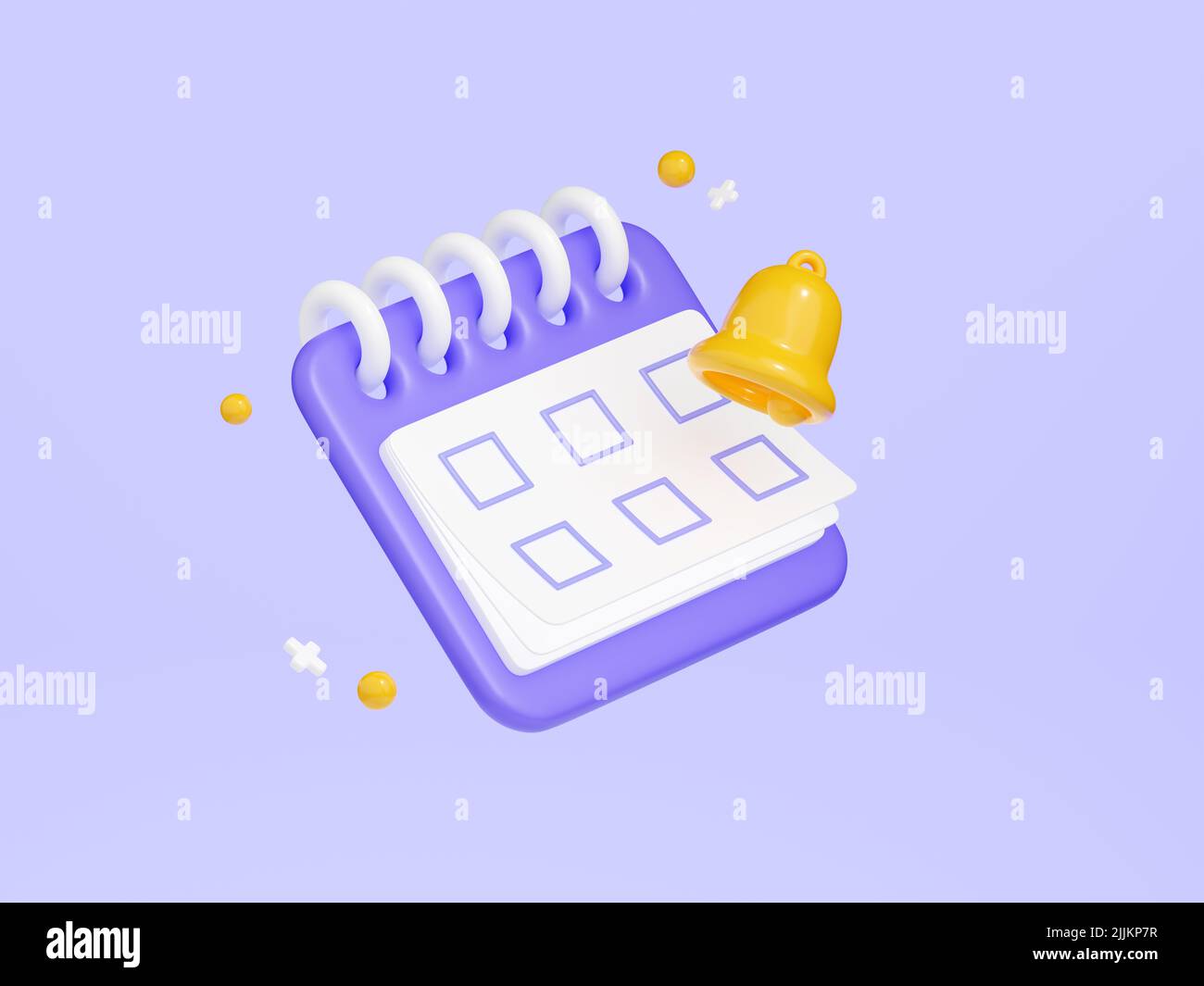Reminder in calendar 3d render - cute purple calendar with empty check ...