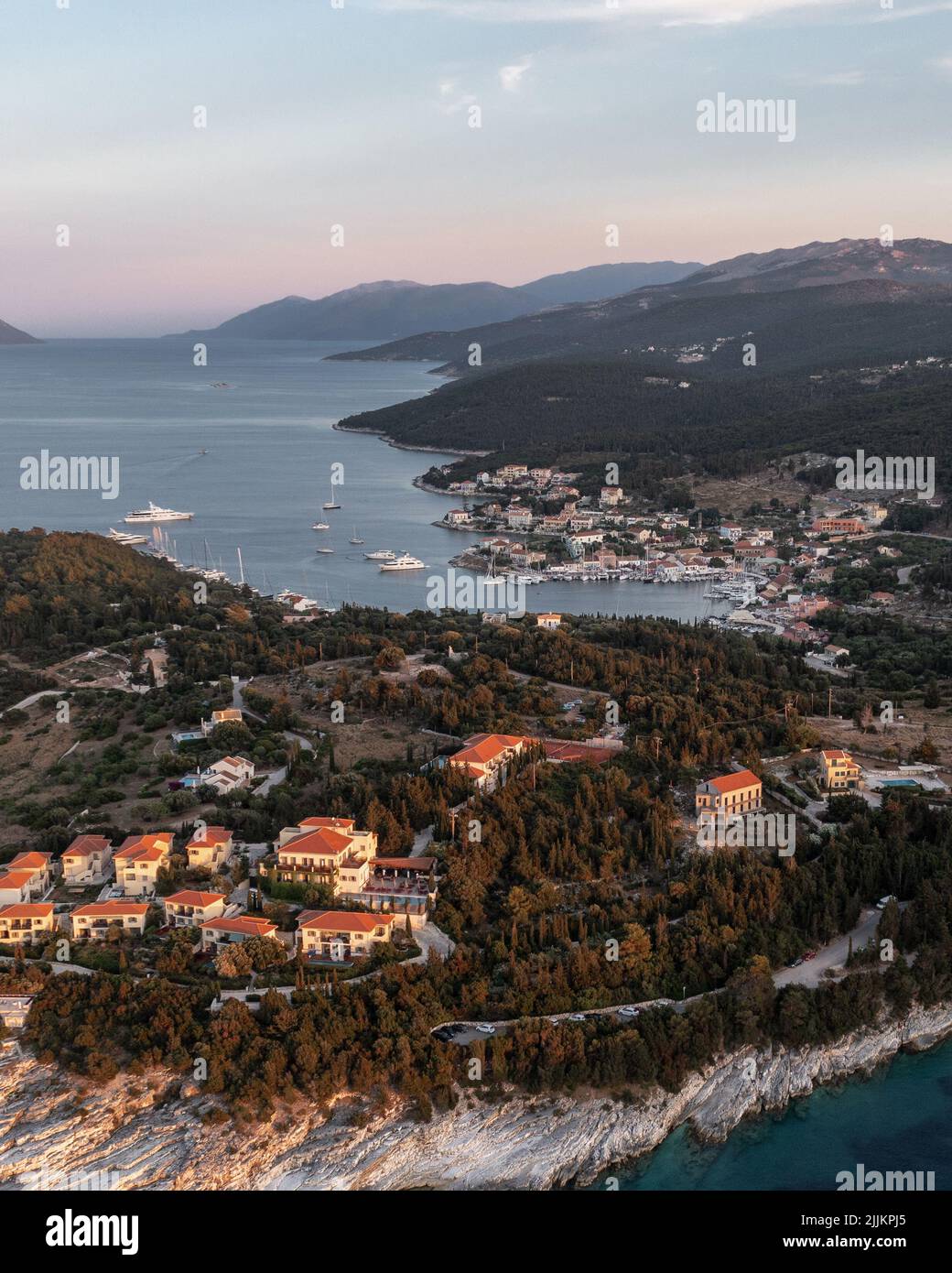 An aerial view of Fiskardo summer in Greece Stock Photo - Alamy
